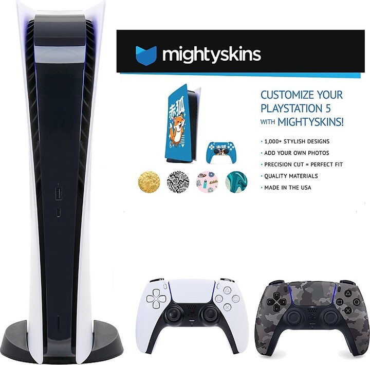 Sony PS5 Digital Console with Extra Gray Camo Dualsense Controller and ...