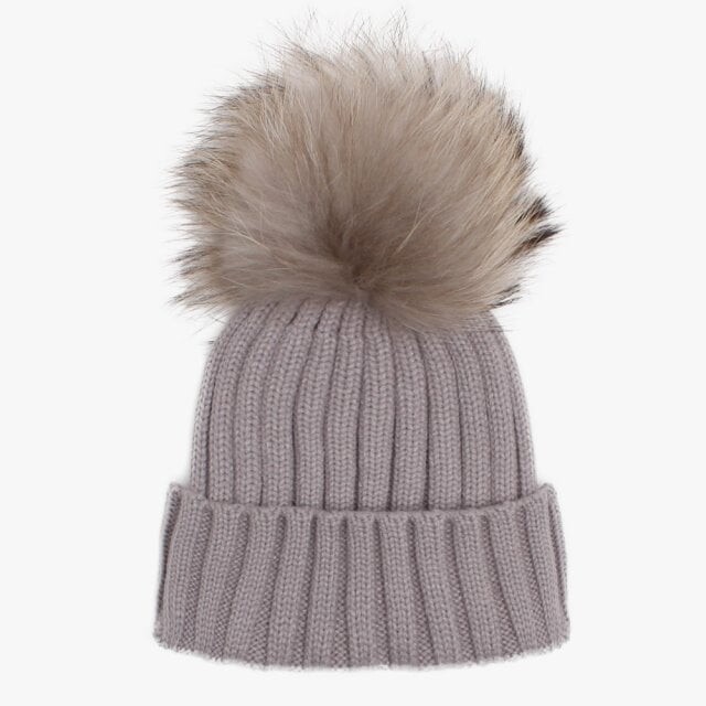 LITTLE RED Grey Pom Pom Hat - ShopStyle