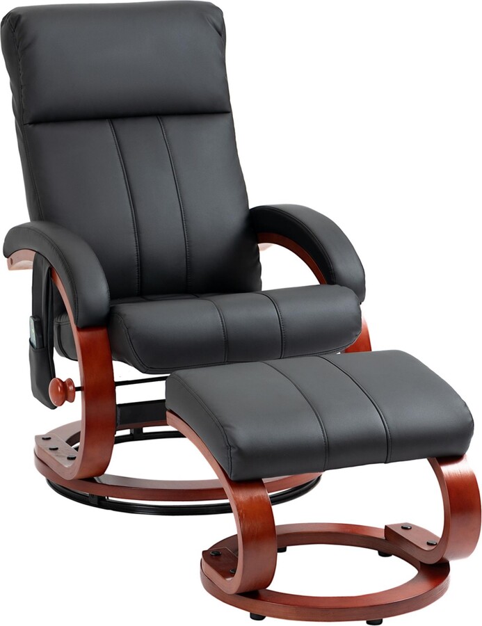 Homcom Recliner Chair with Ottoman, Electric Faux Leather Recliner with ...