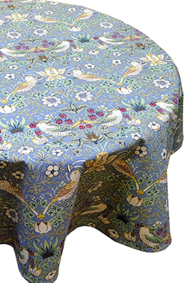Le Chateau Textiles William Morris Blue Strawberry Thief Fabric 132x178cm Tablecloth - ShopStyle
