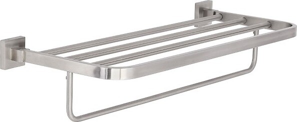 Hamilton Hills Flat Brushed Nickel Towel Rack with Hanging Bar - Silver ...