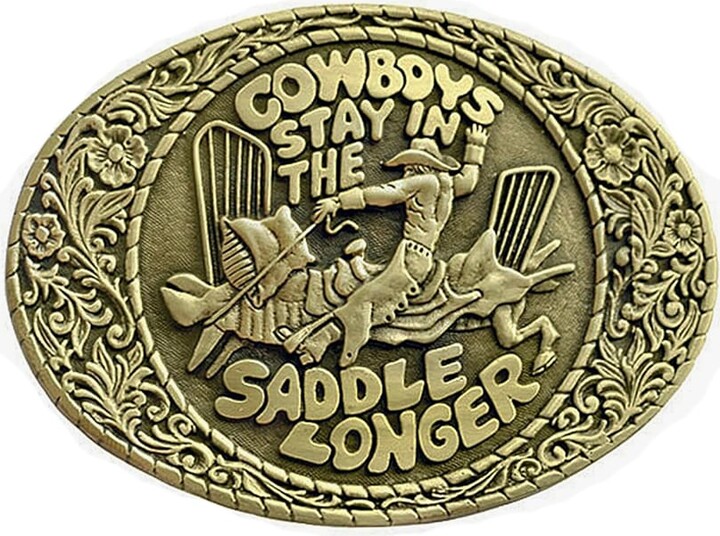Madeleine Simon Studio Cowboys Stay In The Saddle Longer Belt Buckle ...