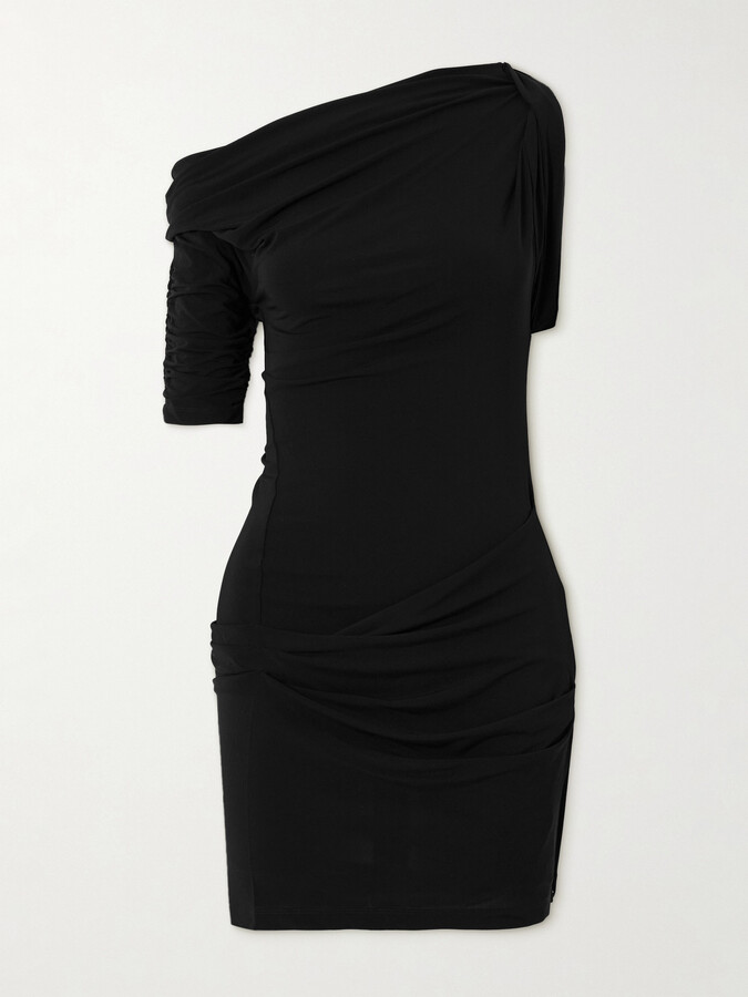 Jacquemus La Mini Robe Drapeado Asymmetric Draped Stretch-jersey Mini ...