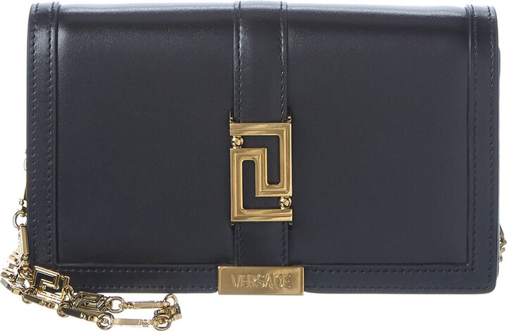 Versace Greca Mini Leather Wallet On Chain - ShopStyle