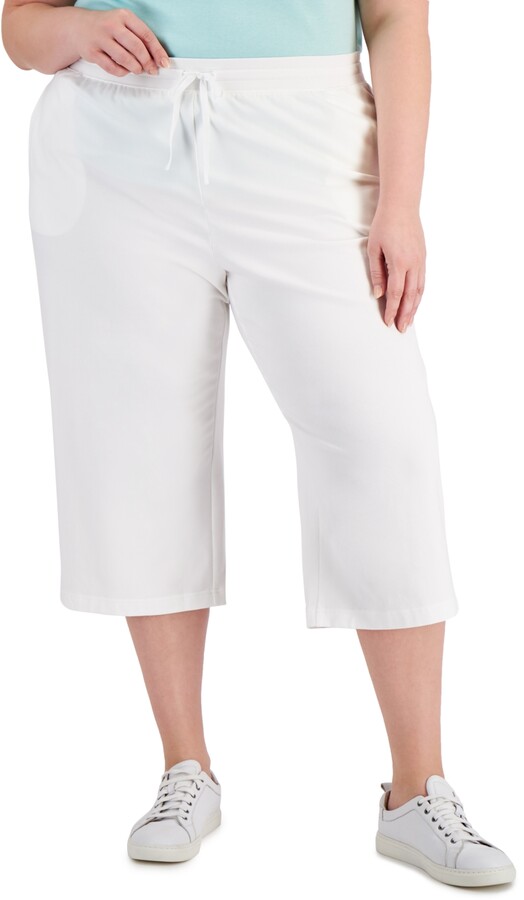 Karen Scott Plus Size Drawstring-Waist Knit Capri Pants, Created for ...
