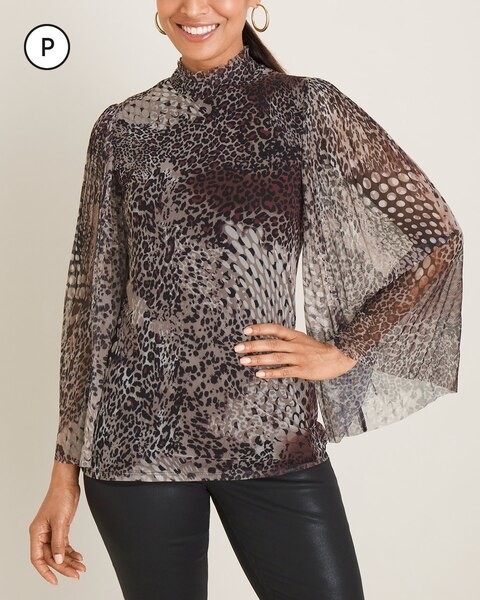 Chico's Petite Cheetah- and Snake-Print Mesh Top - ShopStyle
