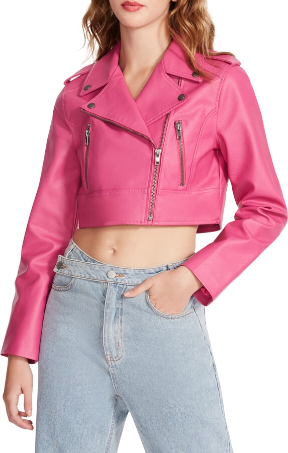 Steve Madden Molly Faux Leather Crop Moto Jacket - ShopStyle
