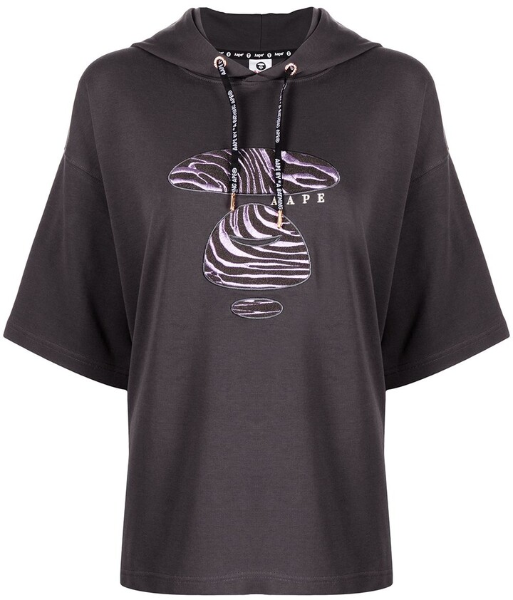 AAPE BY *A BATHING APE® Short-Sleeve Logo-Appliqué Hoodie - ShopStyle