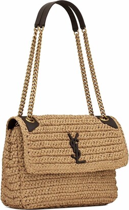 Saint Laurent medium Niki raffia shoulder bag - ShopStyle
