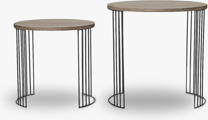 Dar Lighting Drum Oak Effect Nest of 2 Round Tables - ShopStyle