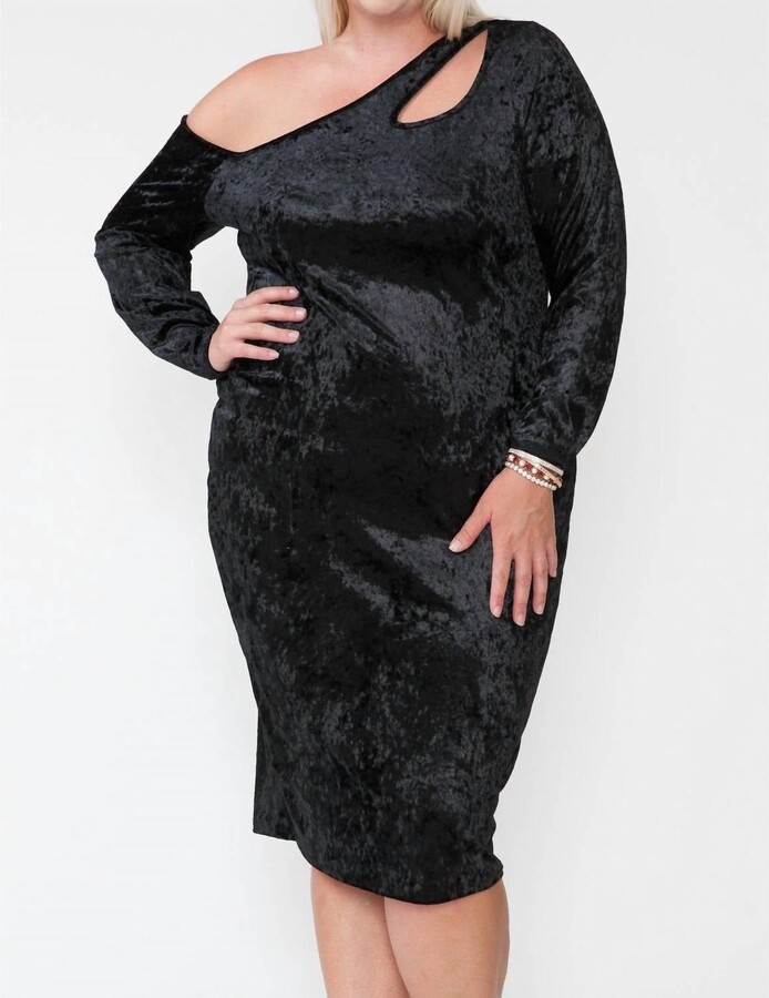 Symphony Plus One Side Off-Shoulder Midi Dress In Black - ShopStyle