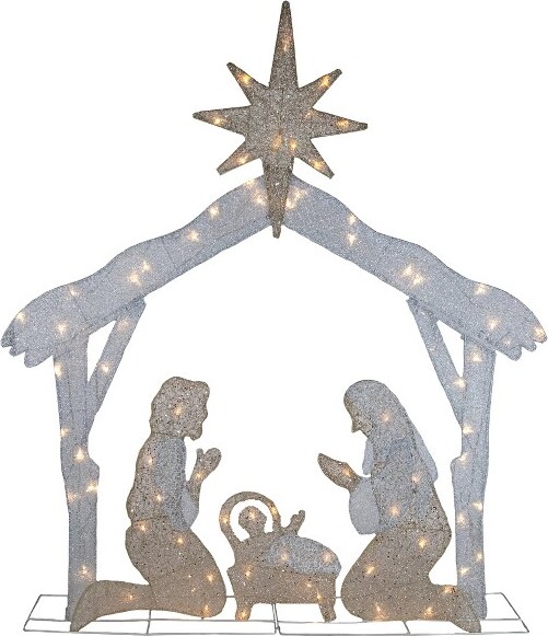 Northlight 44" LED Lighted Holy Family Nativity Scene Outdoor Christmas ...