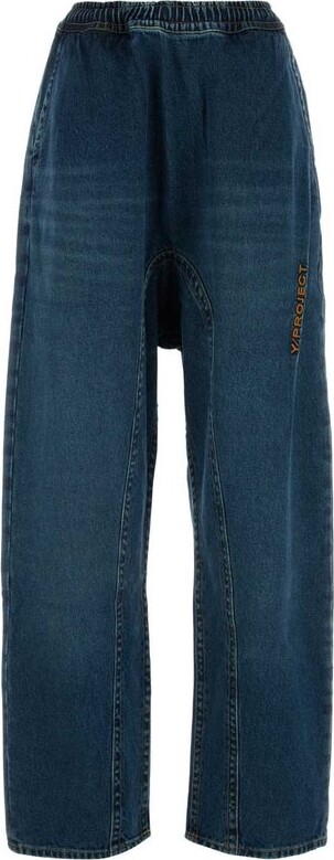 Y/Project Logo-Embroidered Drop Crotch Jeans - ShopStyle