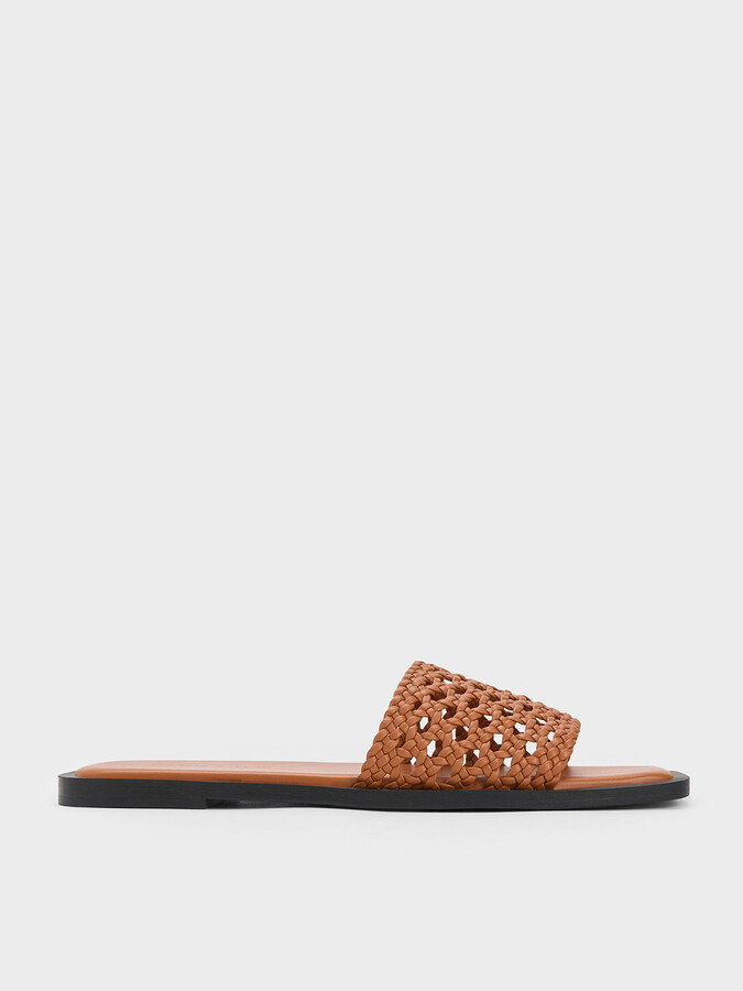 Charles & Keith Woven Square-Toe Slides - ShopStyle