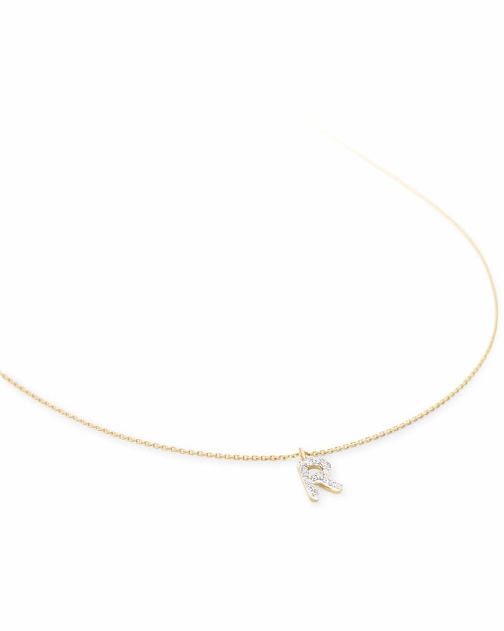Kendra Scott Diamond Letter R Pendant Necklace in 14K Yellow Gold ...
