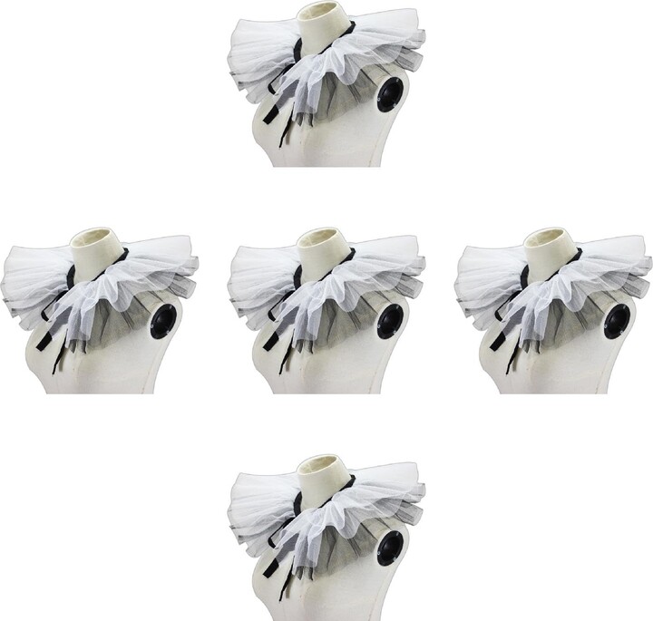 LEEINTO Tulle Ruffled Fake Collar Layered Black White Mesh Choker Neck ...