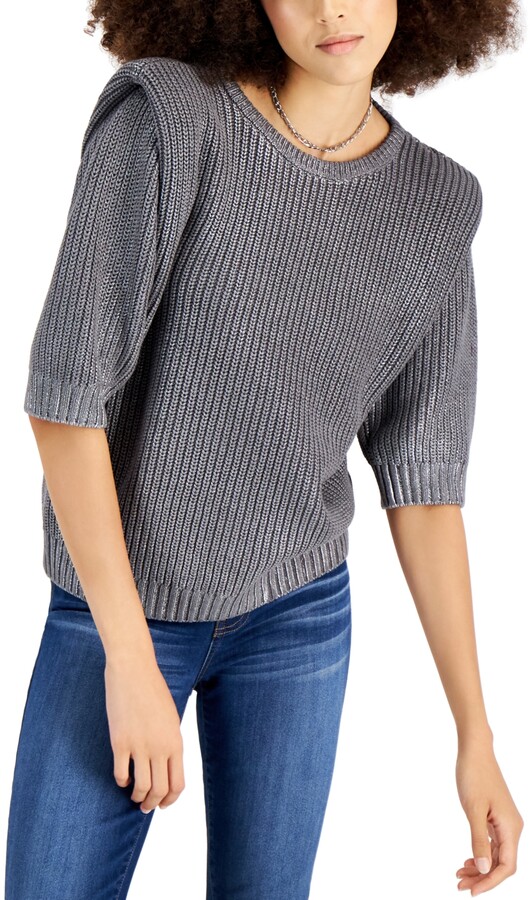 INC International Concepts Metallic Extended-Shoulder Sweater, Created ...