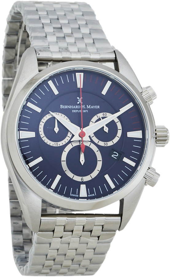 Bernhard H. Mayer Blue Stainless Steel Ascent Chronograph BH06/CW Men's ...