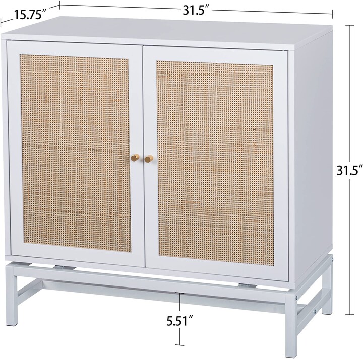 Global Pronex Sideboard Buffet Cabinet with Rattan Doors and Metal Legs ...