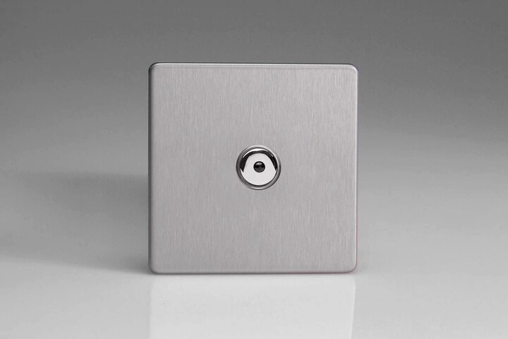 Varilight Brushed Steel Flat Dimension Screwless V-Pro IR 1-Gang 1 x ...