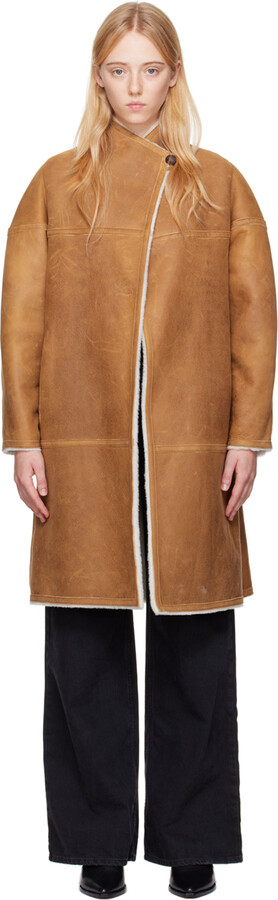 Isabel Marant Tan Abazela Reversible Shearling Coat - ShopStyle
