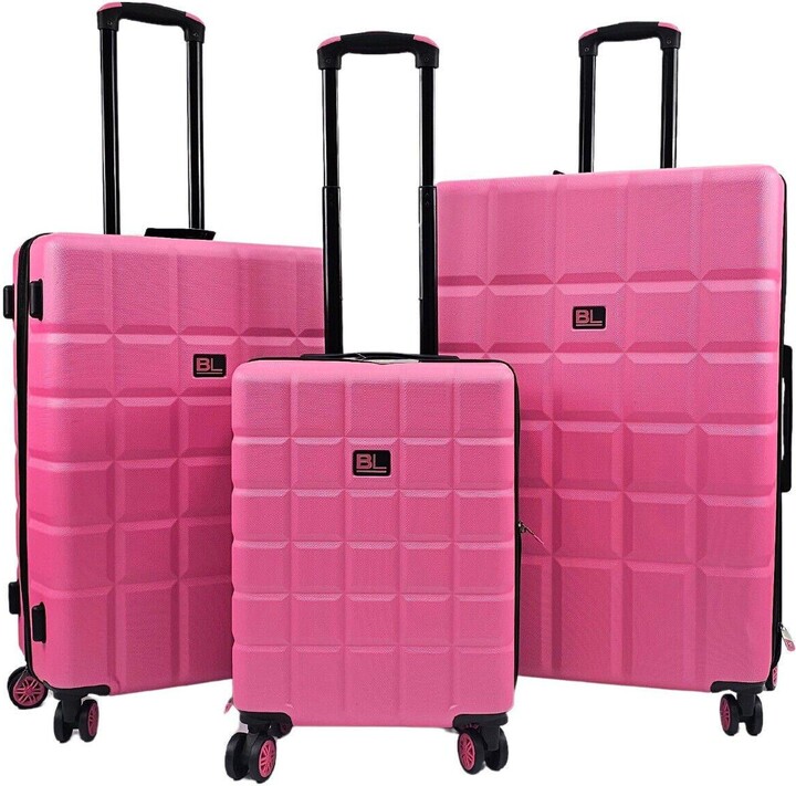 Infinity Leather Pink Hard Shell Classic 8 Wheel Cabin Luggage Case ...