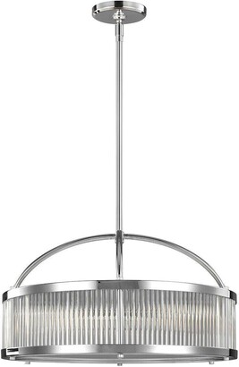 Loops IP44 6 Bulb Ridged Galss Ceiling Pendant Light Fitting Chrome LED ...