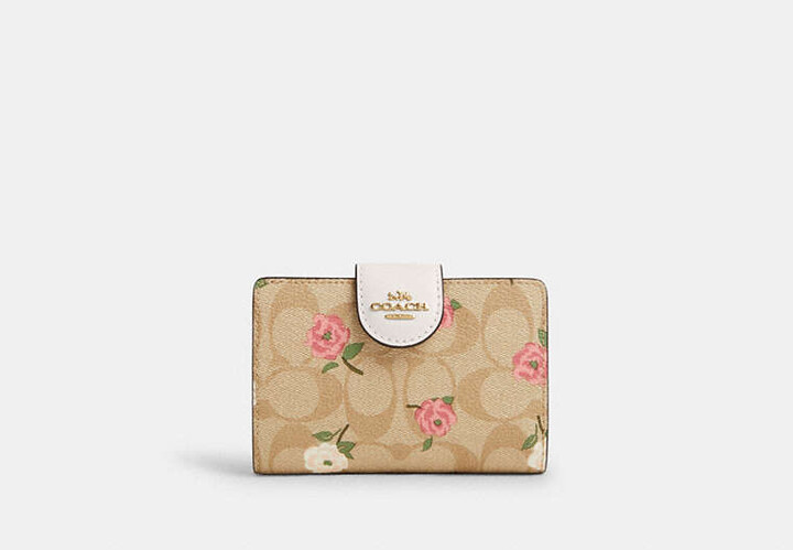Coach Outlet Medium Corner Zip Wallet In Signature Canvas With Floral ...