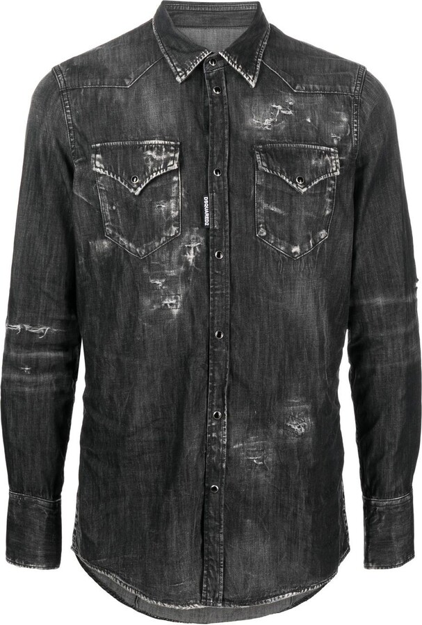 DSQUARED2 Distressed Denim Shirt - ShopStyle