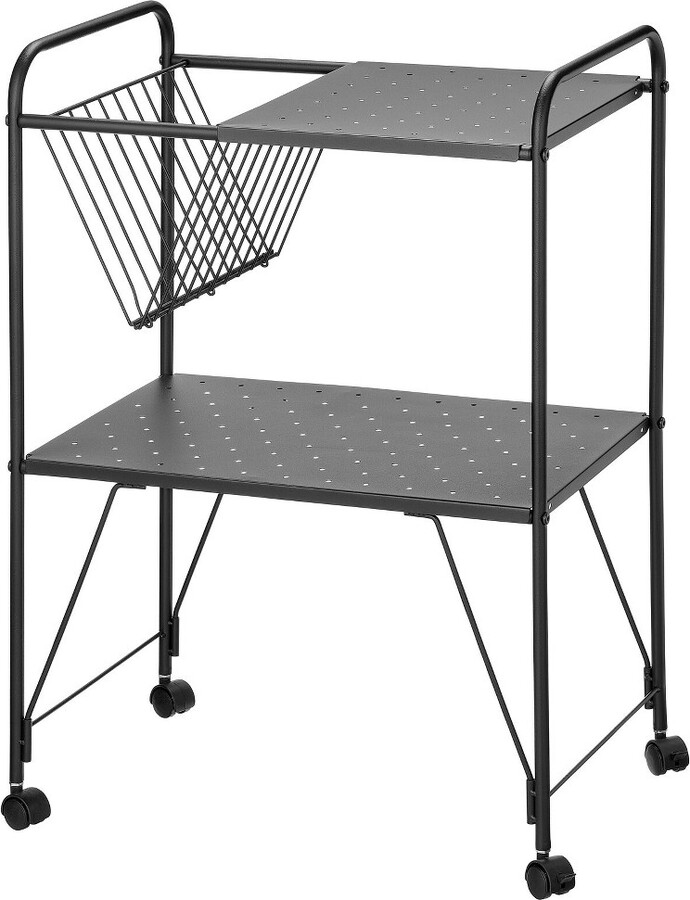 mDesign Steel 2-Tier Rolling Utility Cart with Wire Storage Basket ...