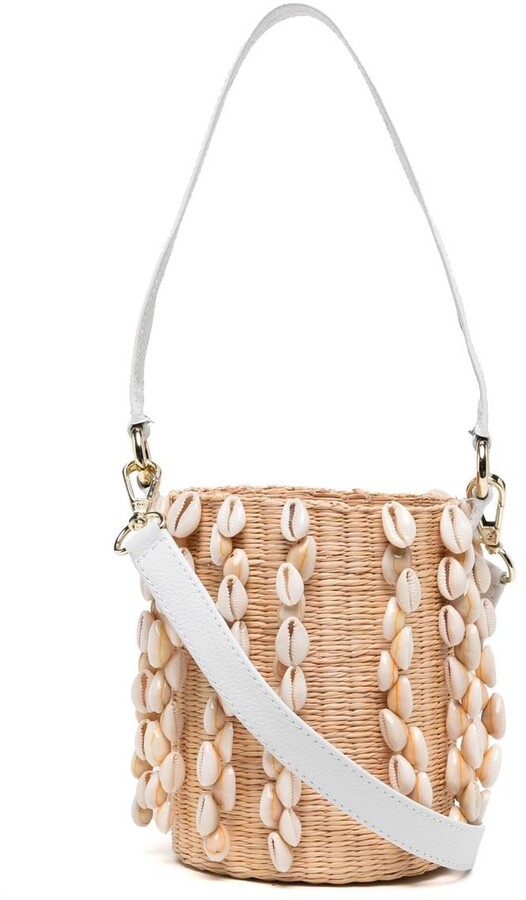 Sensi Shell-Detail Straw Bucket Bag - ShopStyle