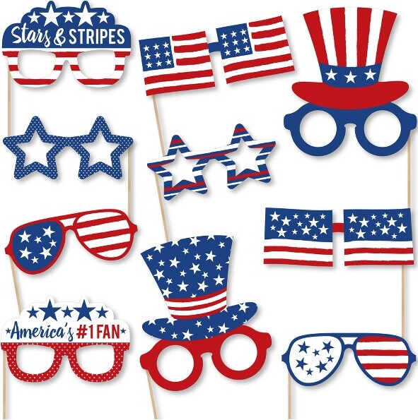 Big Dot of Happiness Stars & Stripes Glasses - Paper Card Stock ...