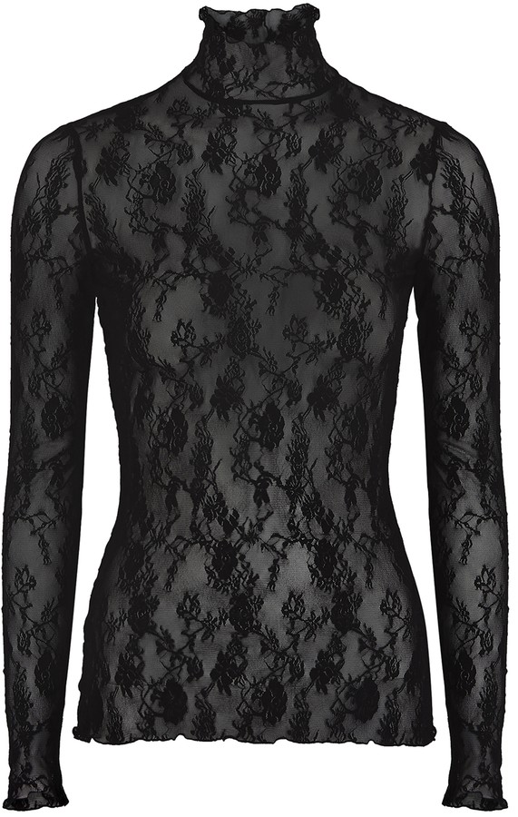 Wolford Katharina black lace top - ShopStyle