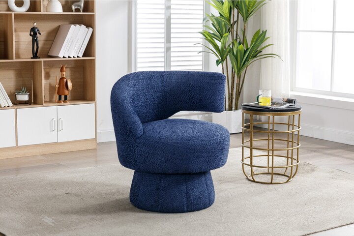GREATPLANINC Round Arm Chair with Wide Upholstered 360 Degree Swivel ...