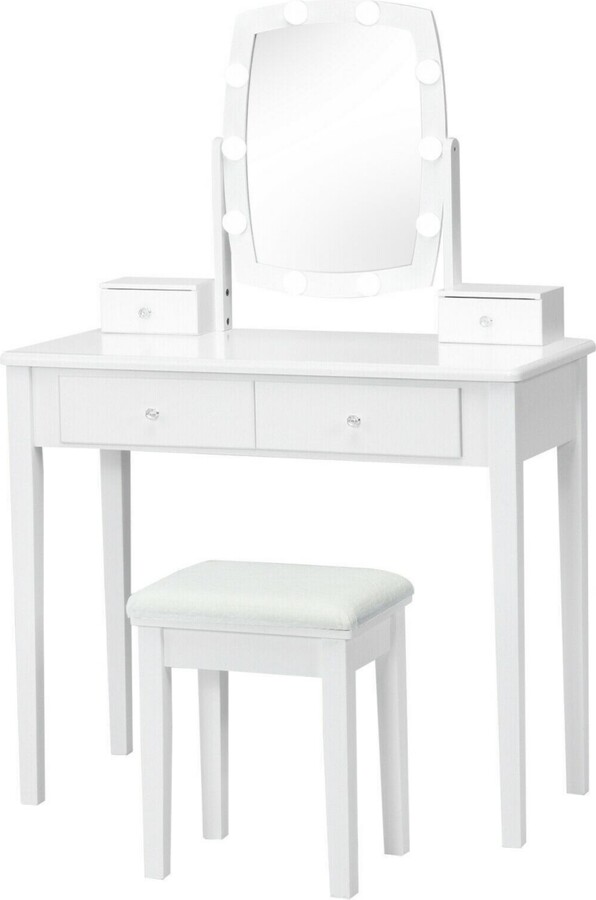 Slickblue Vanity Table Set with Lighted Mirror for Bedroom and Dressing ...