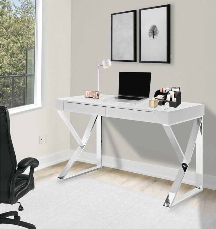 Owen Modern White High Gloss Home Office Computer Writing Desk with ...