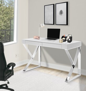Owen Modern White High Gloss Home Office Computer Writing Desk with ...