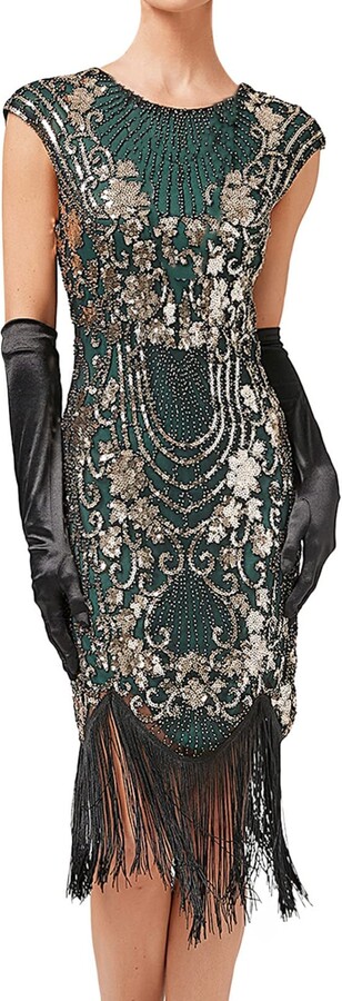 Generic Women's 1920s Plus Size Flapper Dress Art Deco Inspired Tassel ...