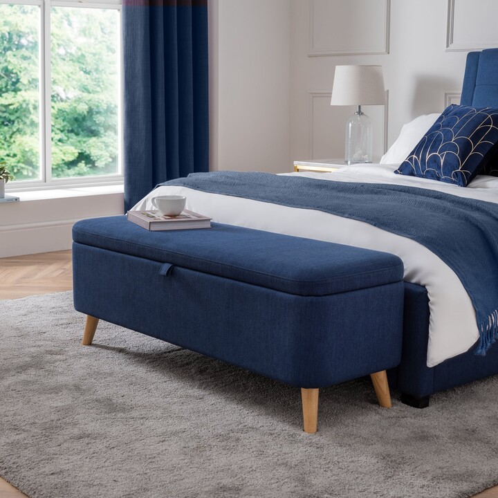 Dunelm Astrid Linen Storage Bench Blue - ShopStyle