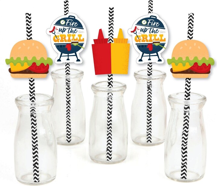 Big Dot of Happiness Fire Up the Grill - Paper Straw Decor - Summer Bbq ...