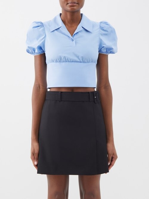 SHUSHU/TONG Puff-sleeve Cropped Cotto-poplin Shirt - ShopStyle