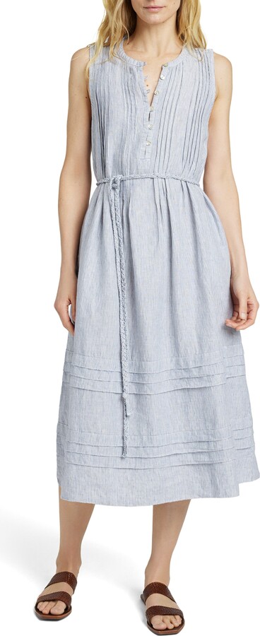 Faherty Isha Stripe Linen Midi Dress - ShopStyle
