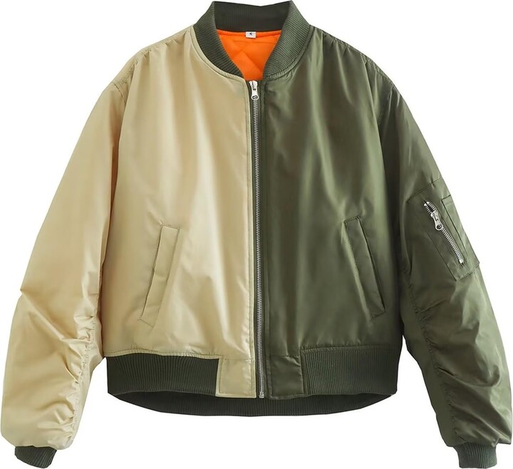 OmekwA NORPOJIN Contrasting Colors Woman Jackets Coats Woman Green ...