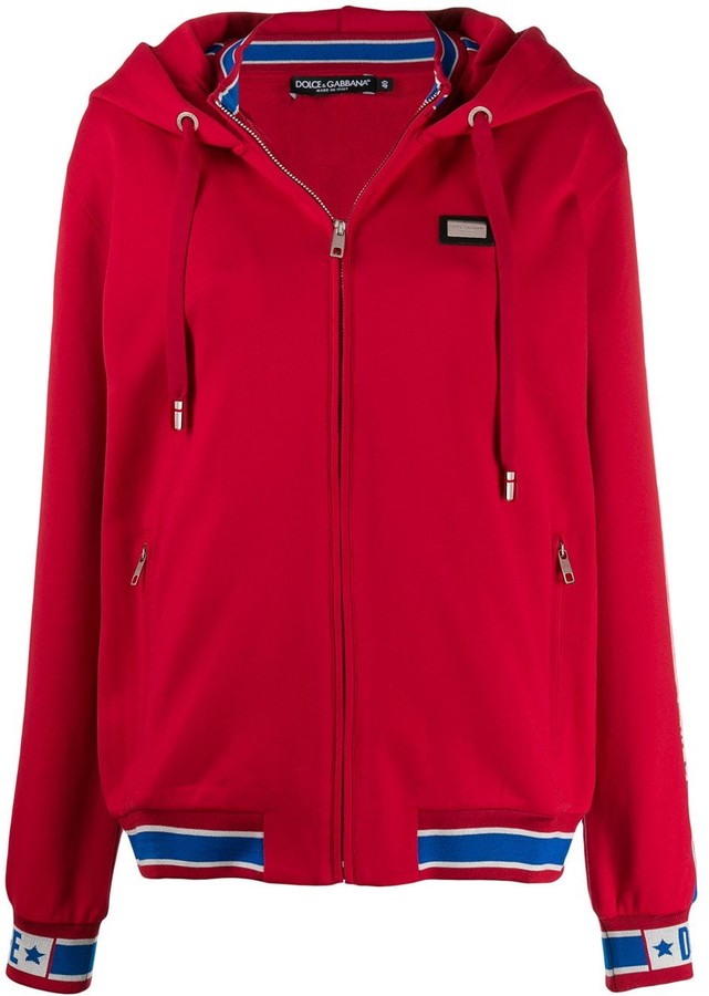 Dolce And Gabbana Logo Applique Zipped Hoodie Shopstyle