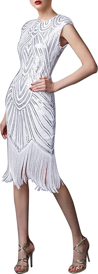 Generic Women's 1920s Plus Size Flapper Dress Art Deco Inspired Tassel ...