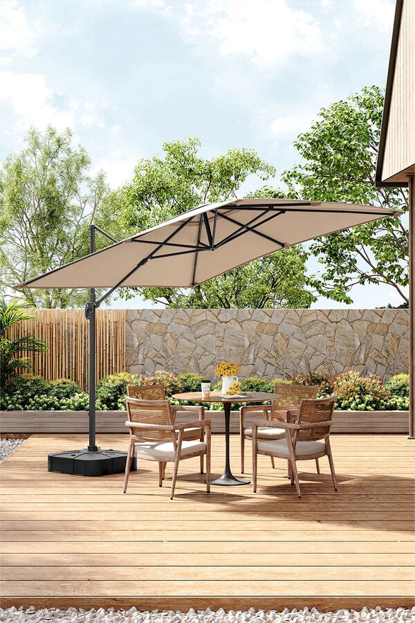 Living and Home Large Square Canopy Rotating Outdoor Cantilever Parasol ...