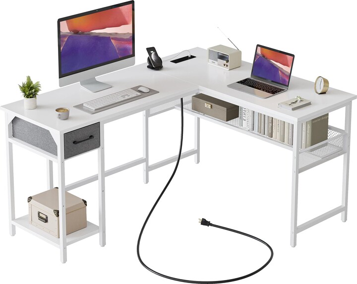 BANTI L Shaped Desk with Power Outlets - ShopStyle Home Office
