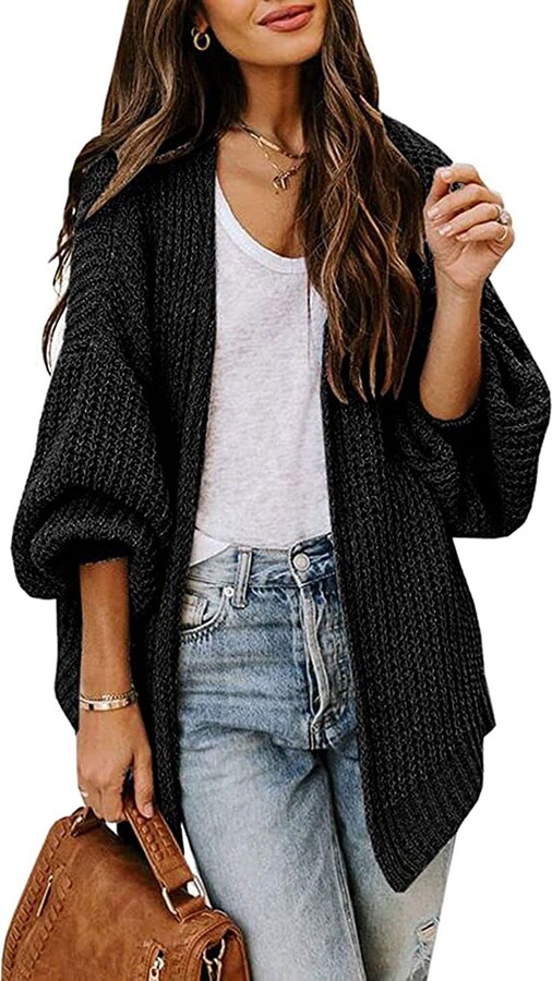 TOLENY Women's Open Front Oversized Cardigan Chunky Knitted Long ...