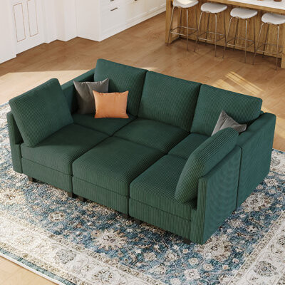 Ebern Designs Corduroy Modular Sectional Storage Sleeper Sofa Bed ...