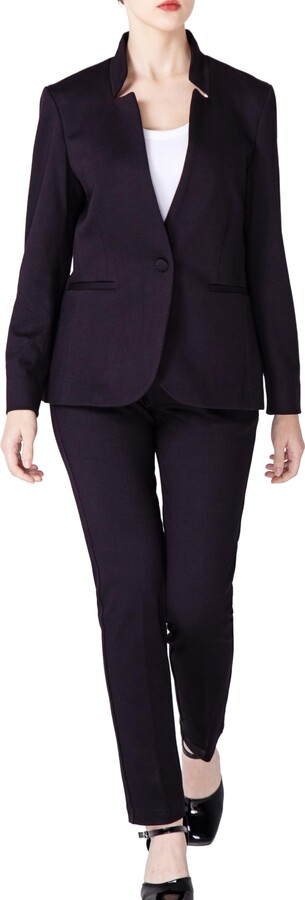 Ava Luke Women's Stand Up Collar Blazer Pant Suit Set Pant Suits 44 ...